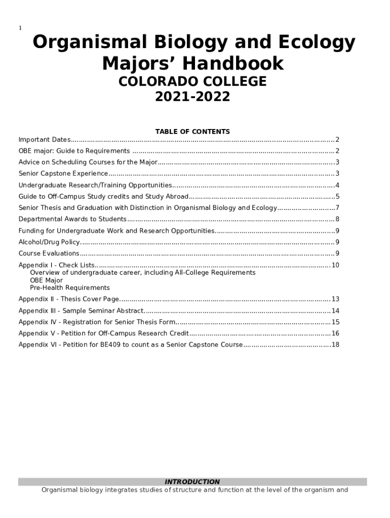 Ecology, Evolution, and Organismal Biology ... Doc Template | pdfFiller