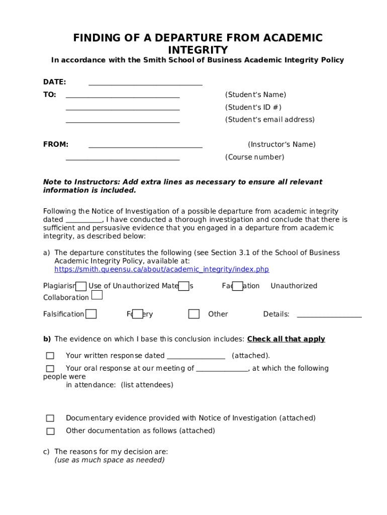 About Our School - Academic Integrity - Ination for Students - smith queensu Doc Template ...