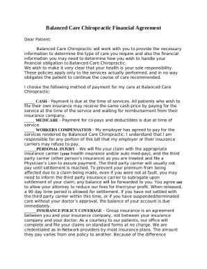 Balanced Care Chiropractic Financial Agreement Doc Template | pdfFiller