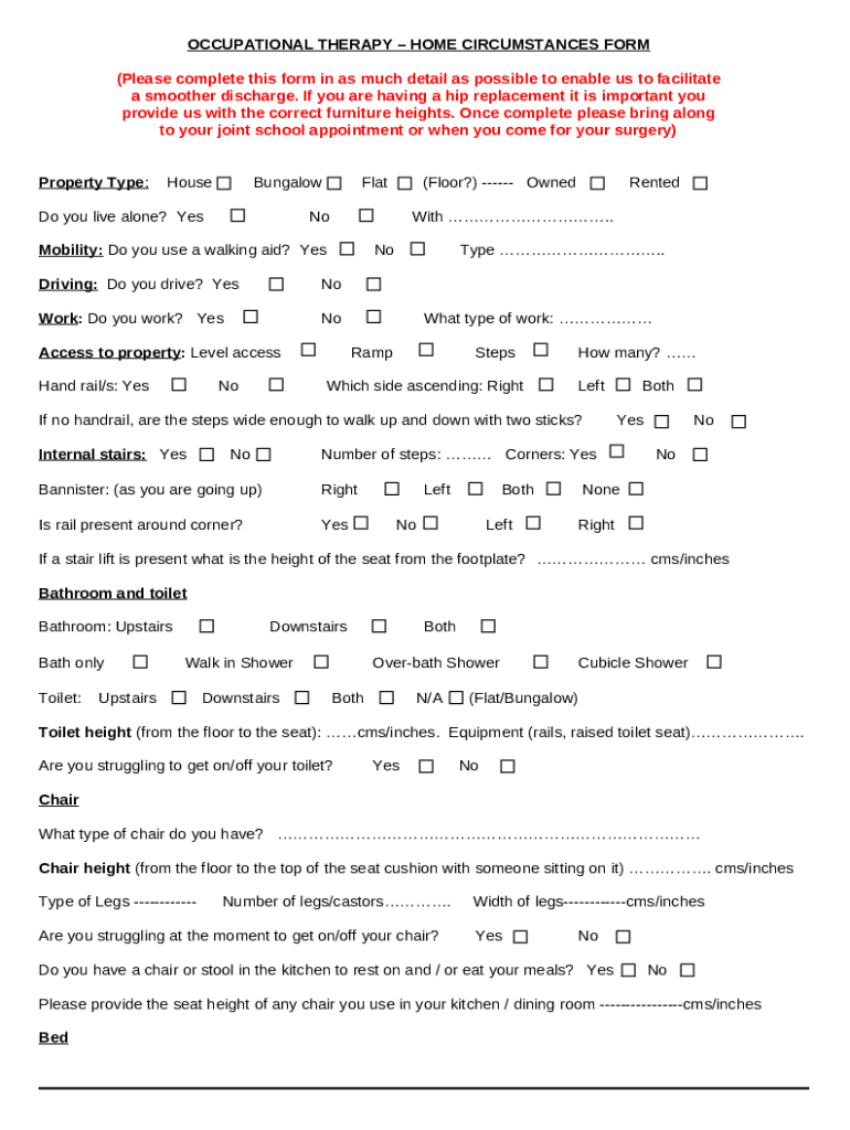 Occupational Therapy Services Discharge Report ( ... Doc Template ...