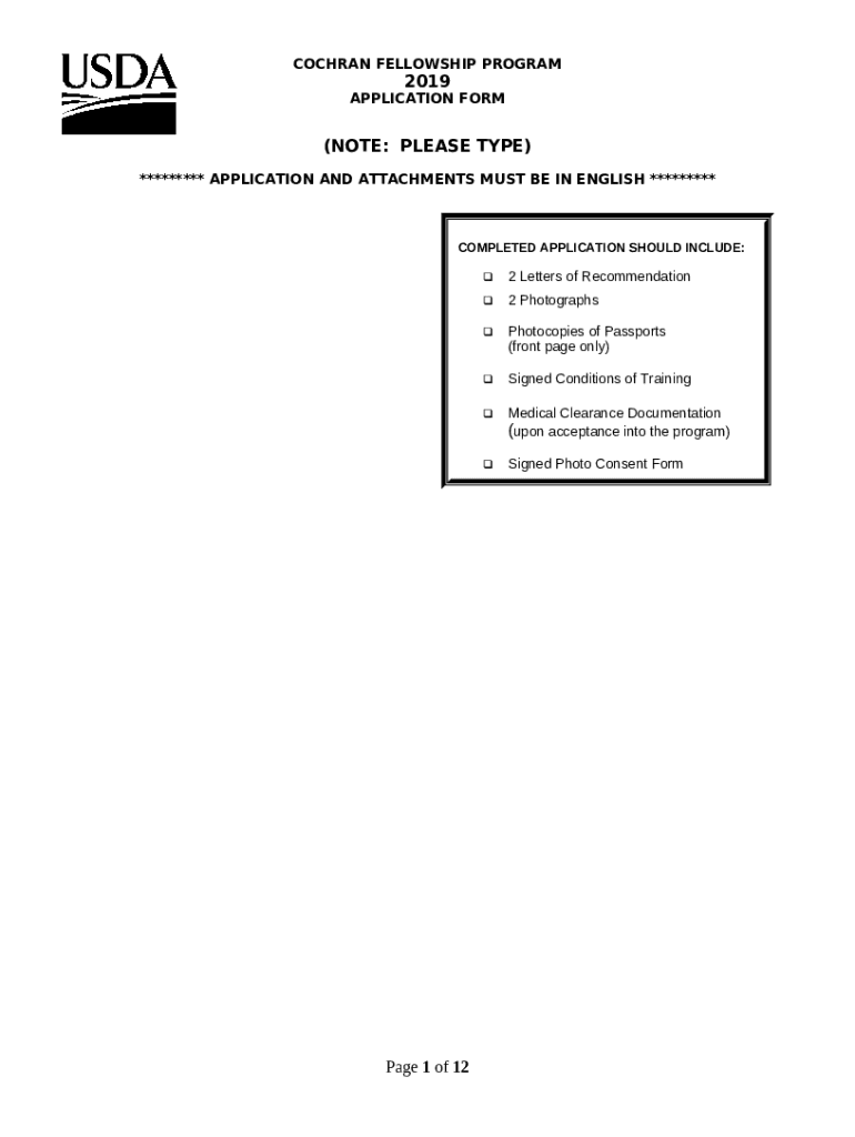 COCHRAN FELLOWSHIP PROGRAM APPLICATION ... Doc Template | pdfFiller