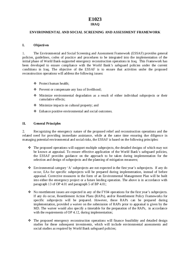 UNIDO Environmental and Social (E&S) Screening Template Doc Template ...