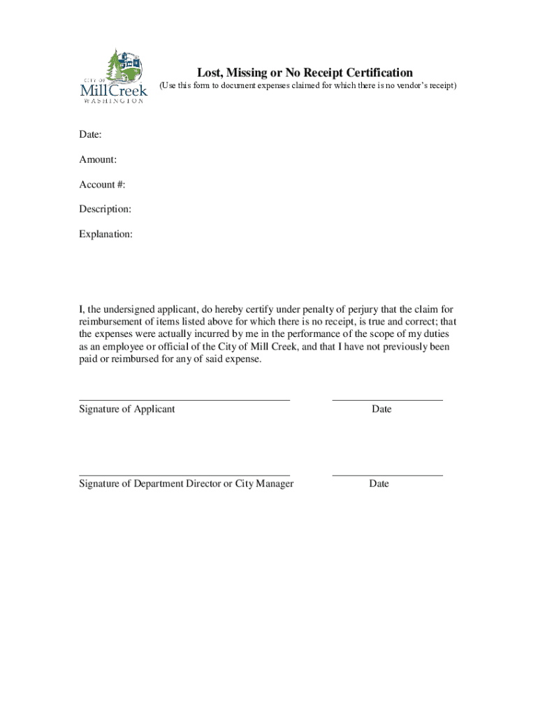Fillable Online Certificate of Missing Documentation Fax Email Print ...