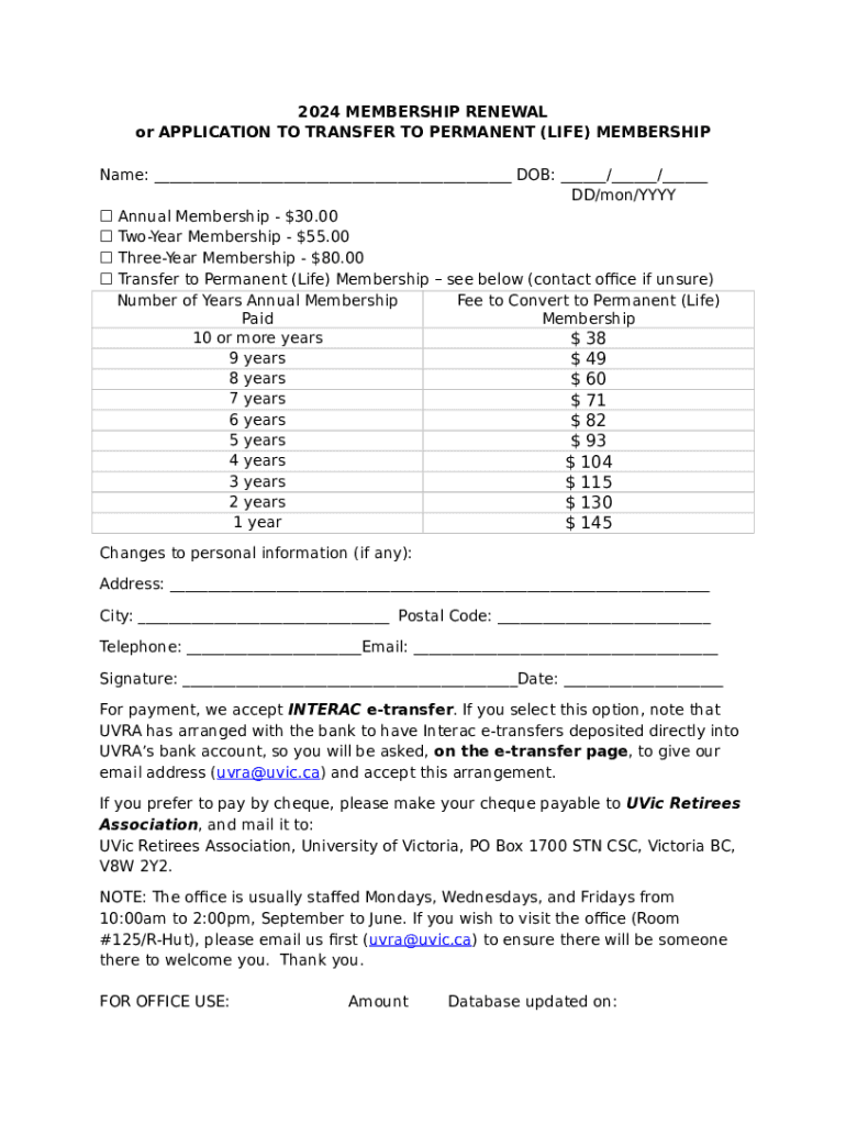 Annual Membership Renewal 2024 (January to December) Doc Template ...