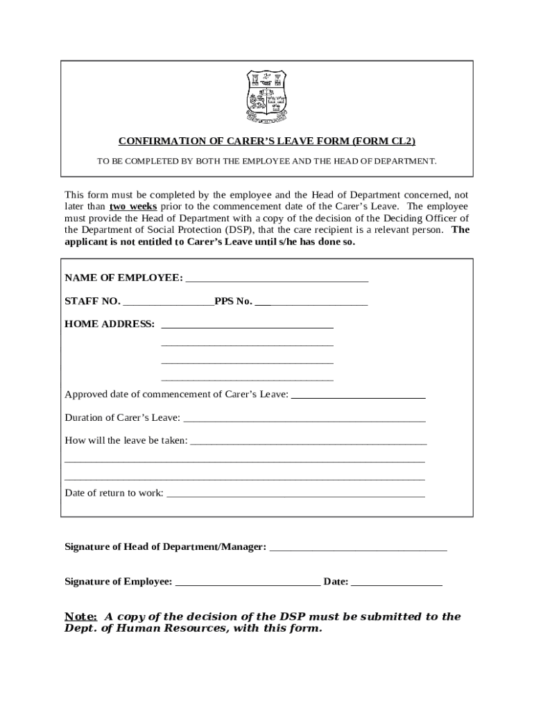 Carers Leave Request 45KB Doc Template | pdfFiller
