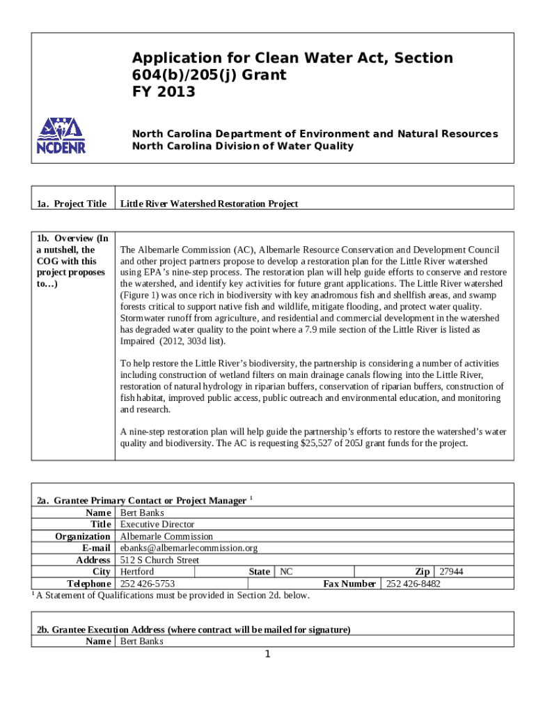 Clean Water Act Section 604(b) Water Quality Planning Grants Doc ...