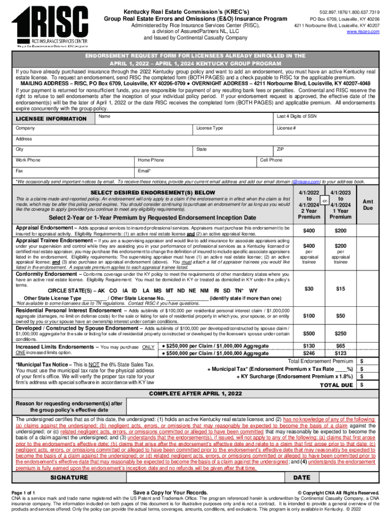 Fillable Online Endorsement Request Form for Licensees Fax Email Print ...