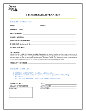 E-Bike Rebate Application Doc Template | pdfFiller