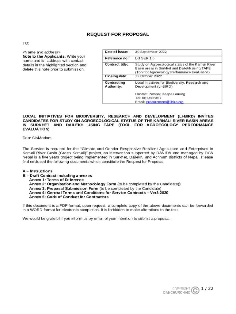 REQUEST FOR PROPOSAL (RFP) NOTICE Conducting ... Doc Template | pdfFiller