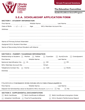 Fillable Online S.E.A Scholarship Application Form Fax Email Print ...