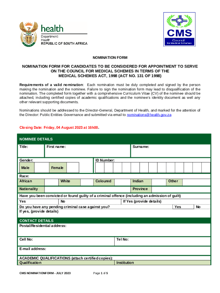 sahpra-nomination-.pdf Doc Template | pdfFiller