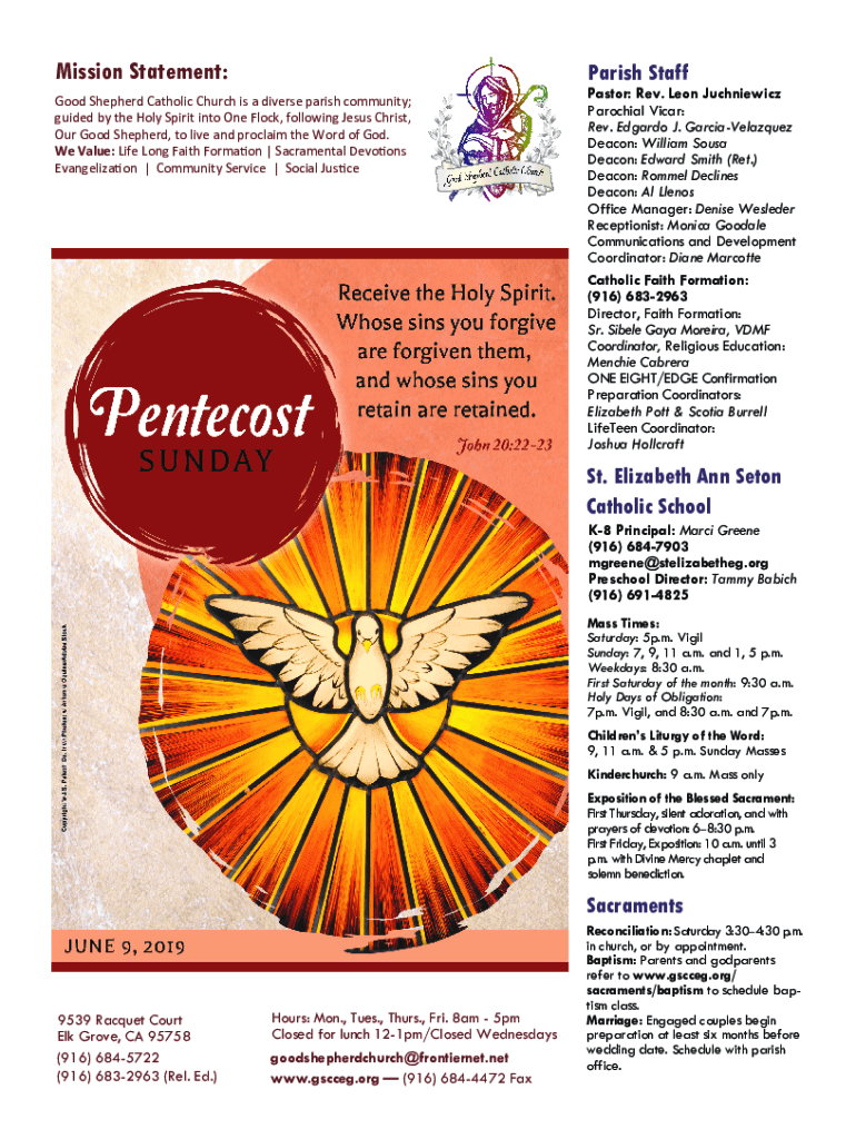 Fillable Online Our Good Shepherd, to live and proclaim the Word of God ...