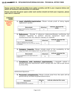 Please read the TOR and the RFQ Cover Letter carefully and fill in your response below and ...