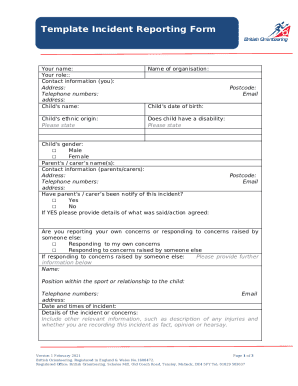 CHILDREN'S SAFEGUARDING INCIDENT REPORT Doc Template | pdfFiller