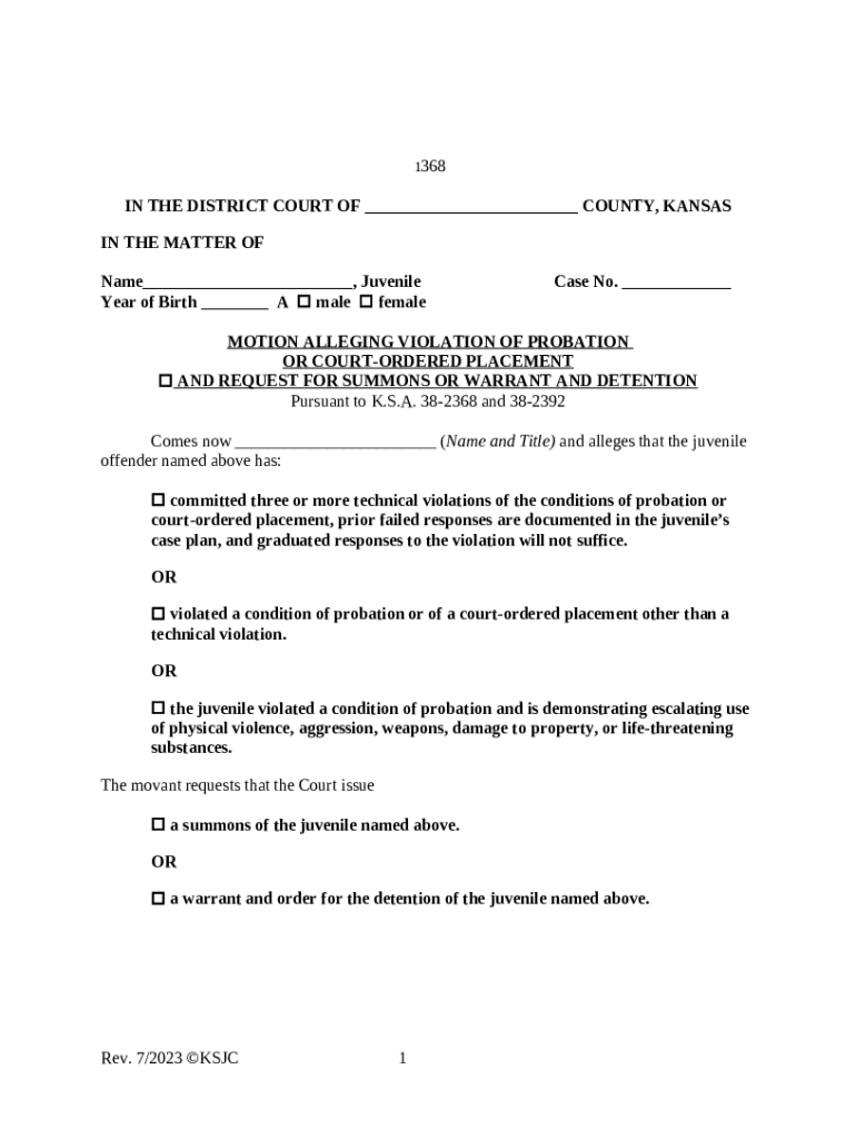 368 Motion Alleging Violation of Probation or Court ... Doc Template ...