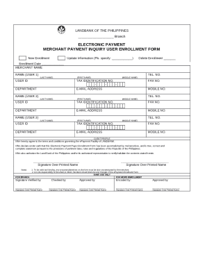 Electronic Payment Payor Enrollment Doc Template | pdfFiller