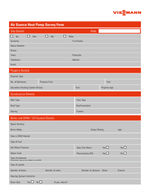Fillable Online Air Source Heat Pump Survey Form Fax Email Print ...