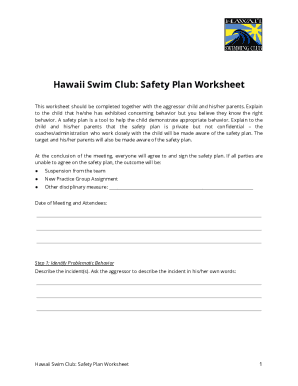 Fillable Online HSC - Hawaii Swim Club: Safety Plan Worksheet Fax Email ...