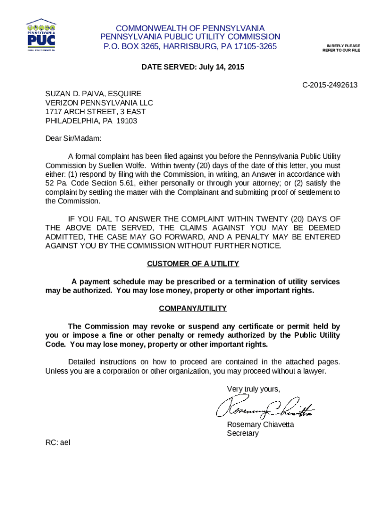 Harrisburg Hearing Notice Doc Template | pdfFiller