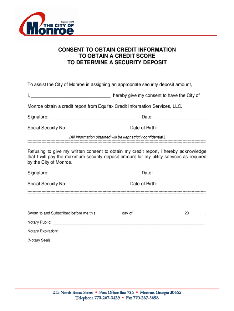 Fillable Online Consent to Obtain Credit Information REVISED with Notary Public.doc Fax Email ...