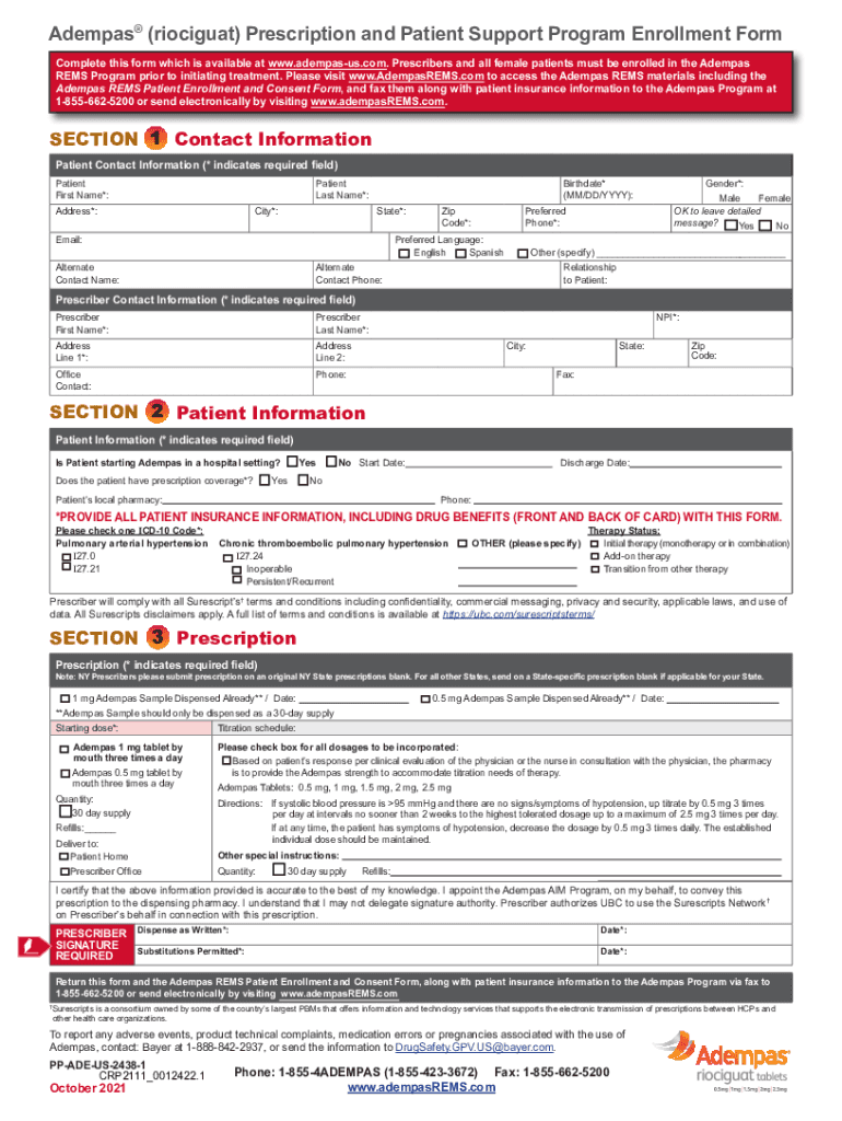 Fillable Online Instructions for completing the Prescription and ...