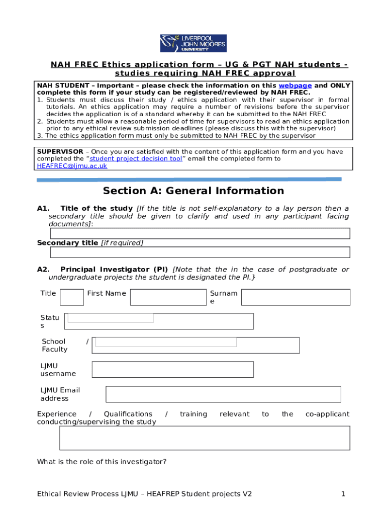 Stage 1 Research Ethics Application (2) (docx) Doc Template | pdfFiller