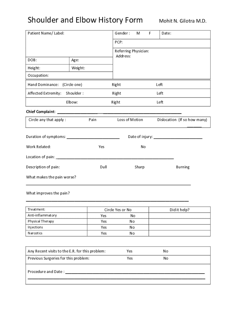 Fillable Online Shoulder Surgery BaltimoreRotator Cuff Tears Harford ...