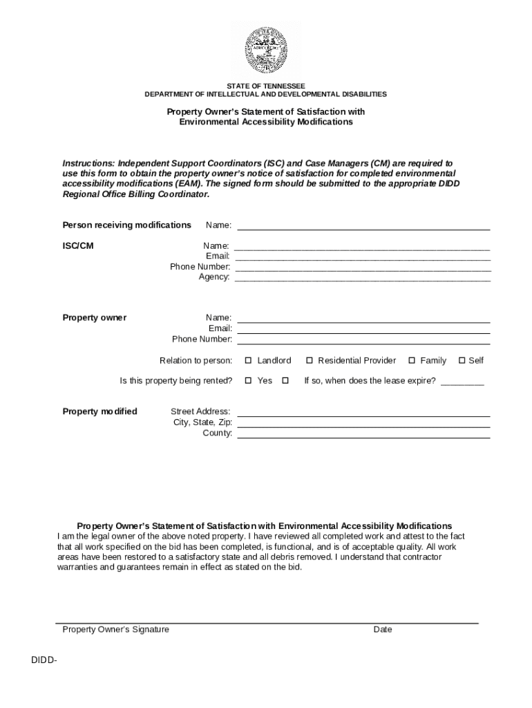 Property Owner's Consent for Environmental Accessibility ... Doc Template | pdfFiller