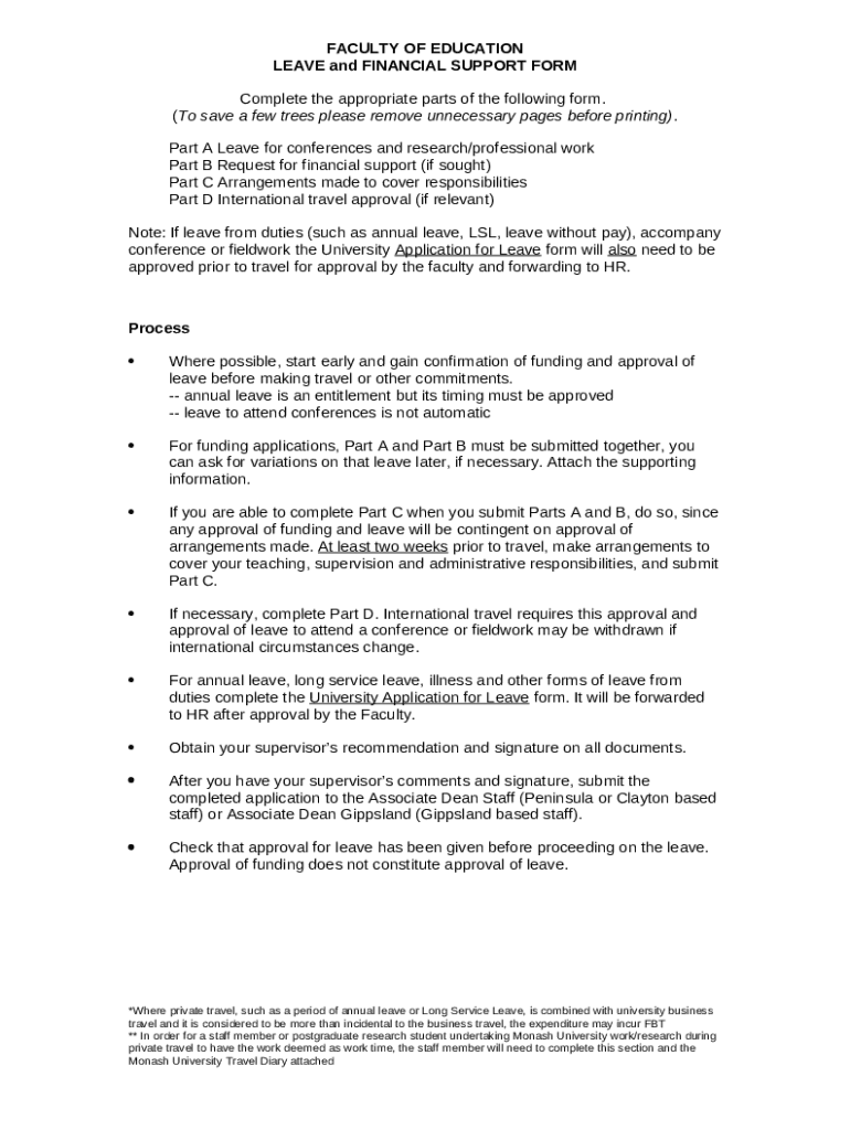 LEAVE TO ATTEND CONFERENCES AND UNDERTAKE FIELDWORK - users monash edu ...