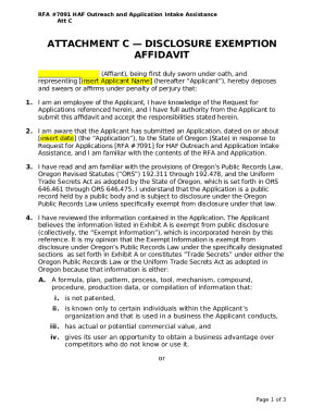 ATTACHMENT C - disclosure exemption AFFIDAVIT Doc Template | pdfFiller