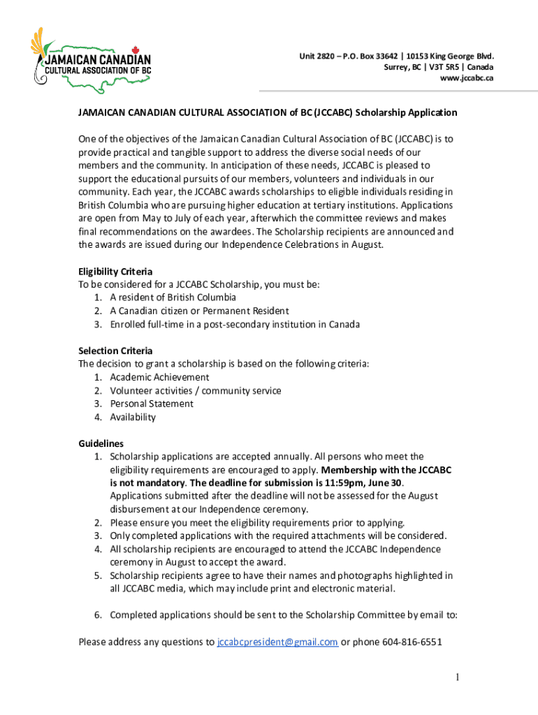 Fillable Online JCCABC: Welcome to the Jamaican Canadian Cultural ... Fax Email Print - pdfFiller