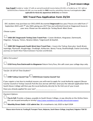 Fillable Online SDC Travel Pass Application Form 23/24 Fax Email Print ...