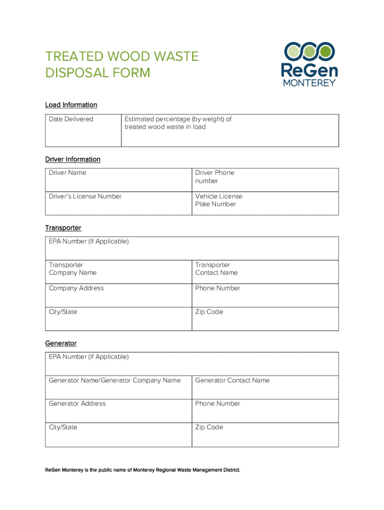 Fillable Online FORM-Treated Wood Waste Disposal Fax Email Print ...