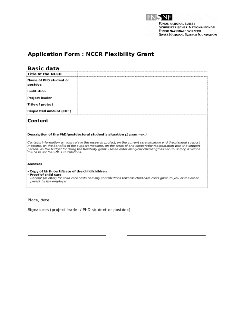 Flexibility Grants Application Doc Template | pdfFiller