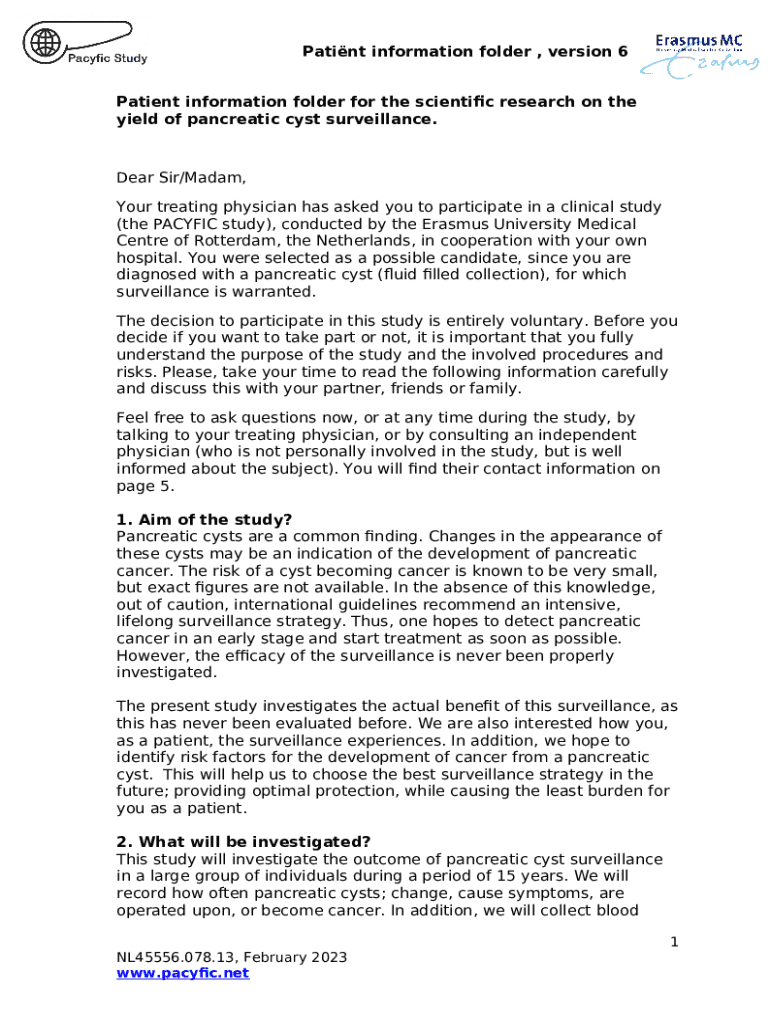 Patient ination folder for the scientific research on the ... Doc Template | pdfFiller