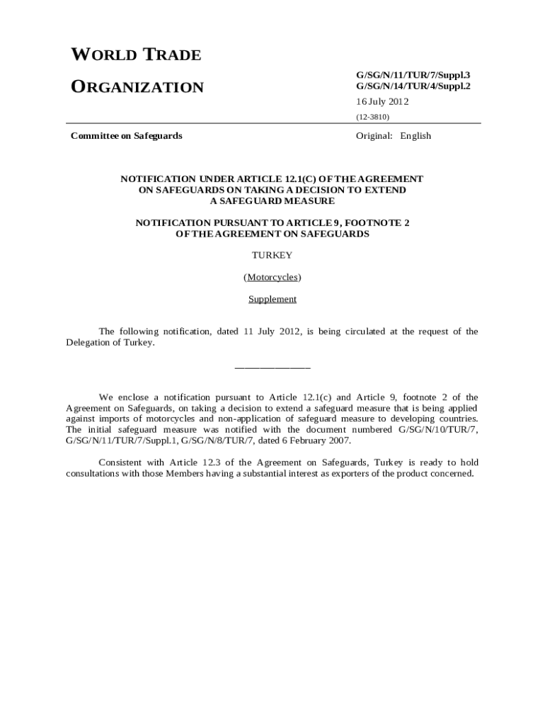 English IMPOSITION OF A SAFEGUARD MEASURE BY ... Doc Template | pdfFiller