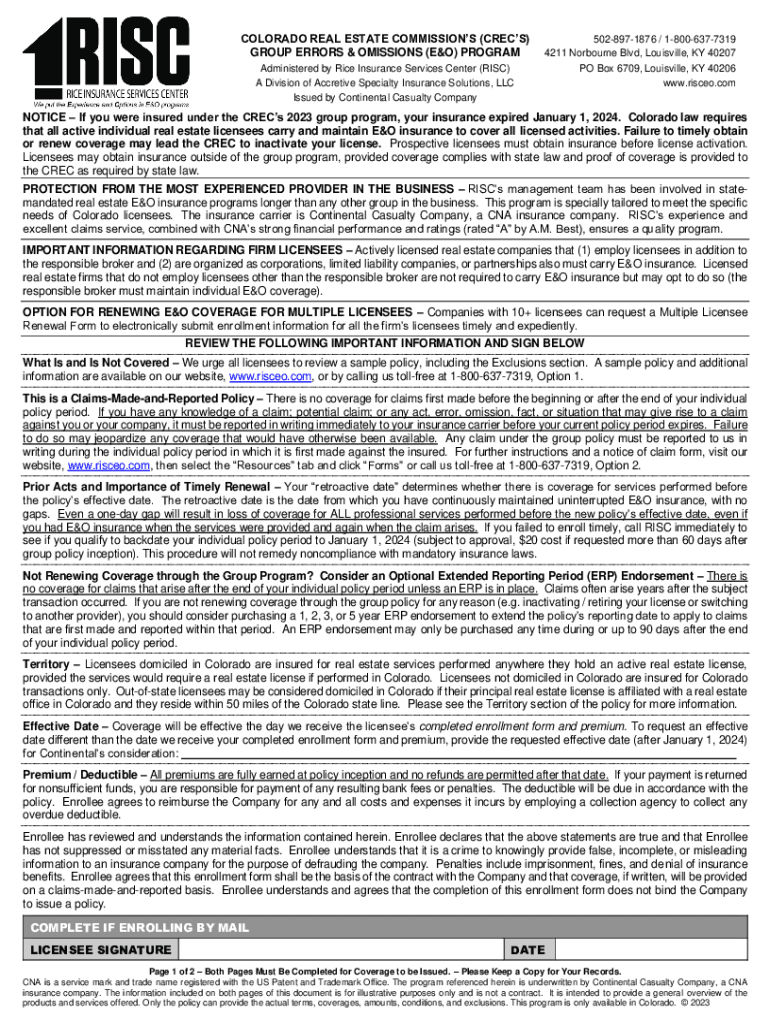 Fillable Online NOTICE If you were insured under the CRECs 2023 group ...