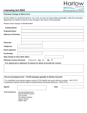 Fillable Online change of premises name form.pdf Fax Email Print ...