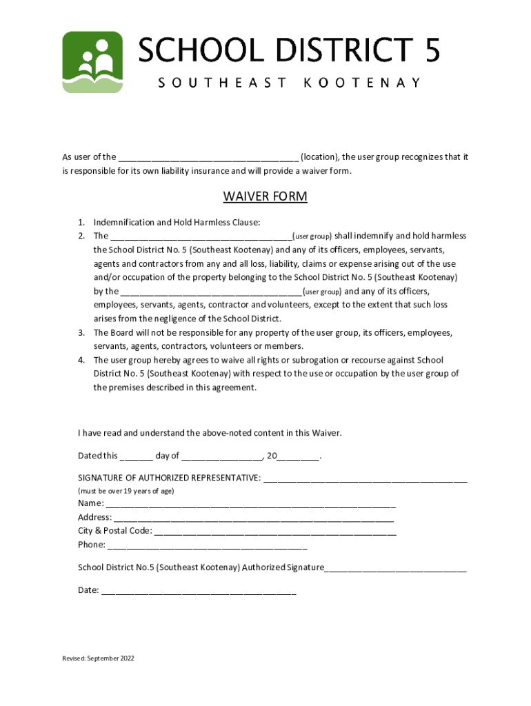 Fillable Online Fillable Waiver Form. Waiver Joint Use Fax Email Print ...