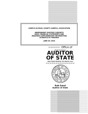 Sample County Agency Auditor's Report Incomplete ... Doc Template ...