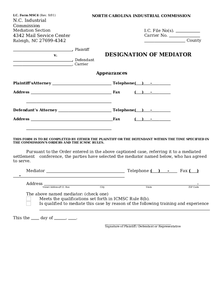 IC MSC6 - North Carolina Industrial Commission - NC.gov Doc Template ...