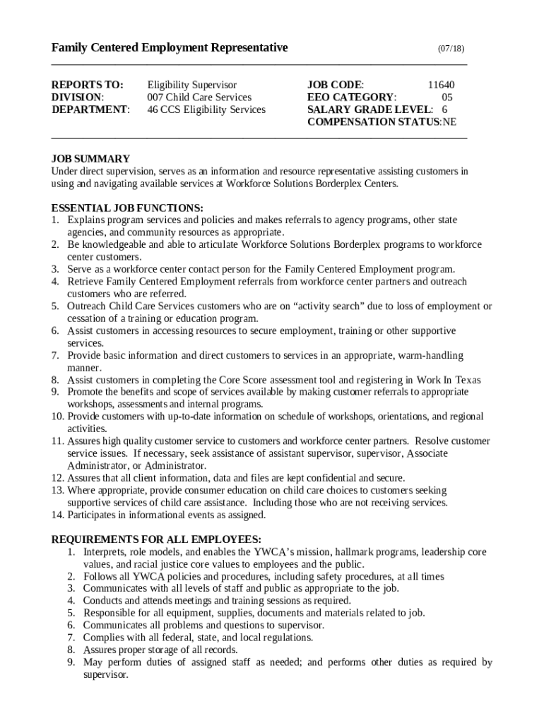 POSITION DISCRIPTION Doc Template | pdfFiller