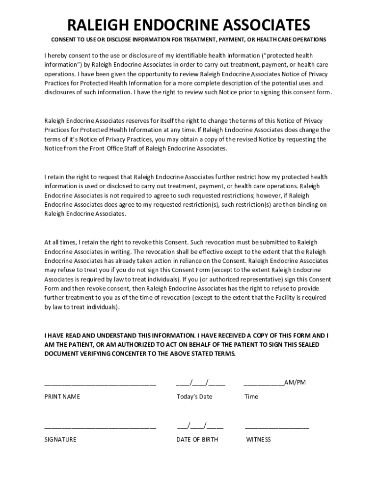 Fillable Online I hereby consent to the use or disclosure of my ...