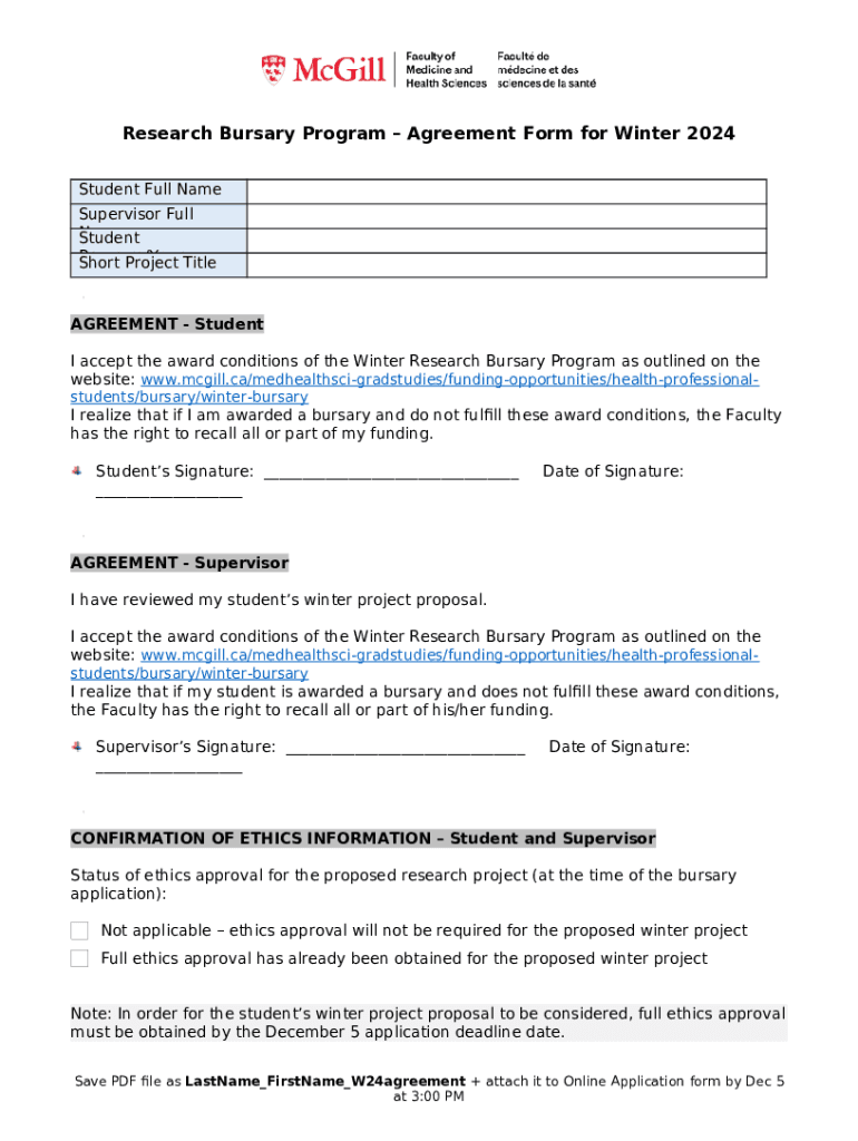 Agreement - Winter 2024 Doc Template | pdfFiller