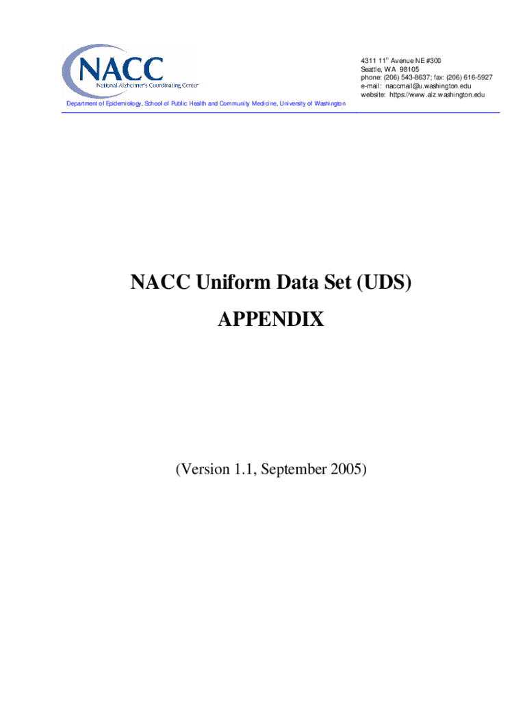 Fillable Online NACC Uniform Data Set (UDS). Appendix and Npsych Test ...
