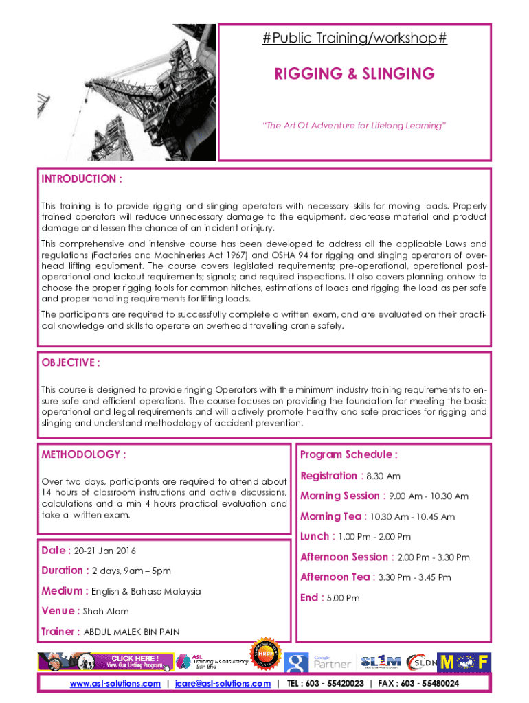 Fillable Online Crane Operation TrainingHands-On Rigging Skills for ... Fax Email Print - pdfFiller