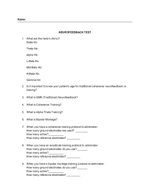 Fillable Online Cheat Sheet for Neurofeedback Fax Email Print - pdfFiller