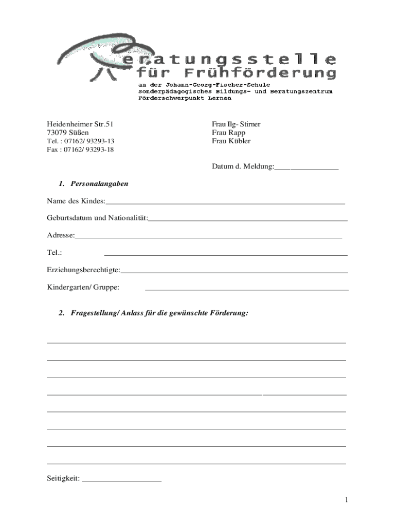 Ausfüllbar Online 1 Heidenheimer Str.51 Frau Ilg Fax Email Drucken - pdfFiller