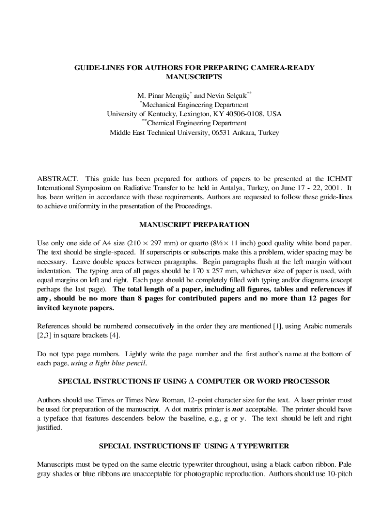 Fillable Online guide-lines for authors for preparing camera-ready ...