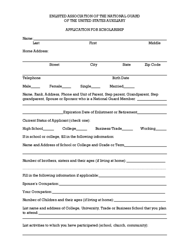 Fillable Online EANGUS Auxiliary Scholarship Application Fax Email Print - pdfFiller